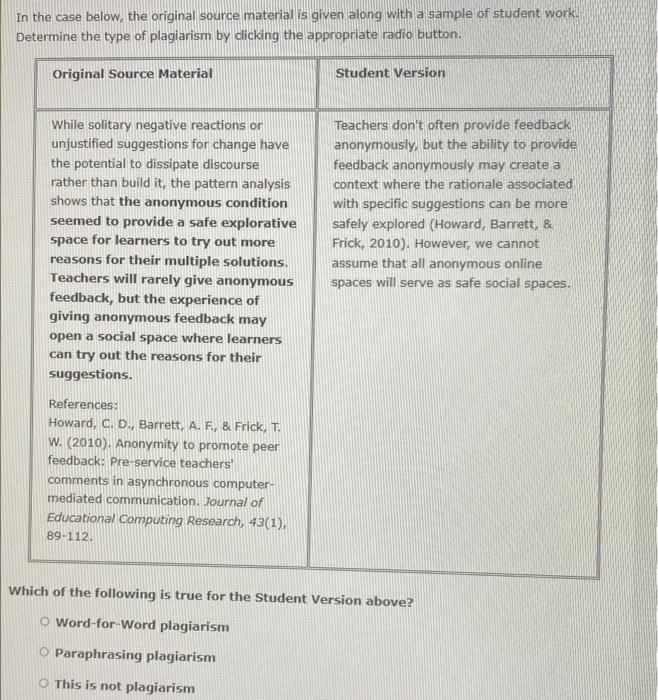 Solved In the case below, the original source material is | Chegg.com