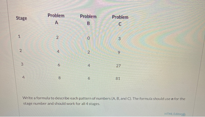 Solved Problem Stage Problem Problem N Write a formula to | Chegg.com