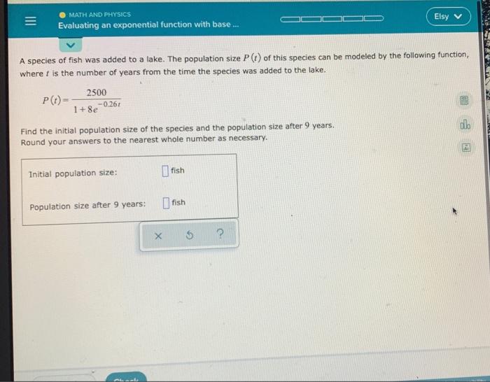 Solved = MATH AND PHYSICS Evaluating an exponential function | Chegg.com