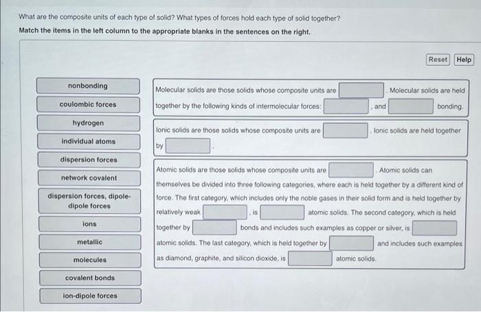 Solved What are the composite units of each type of solid? | Chegg.com