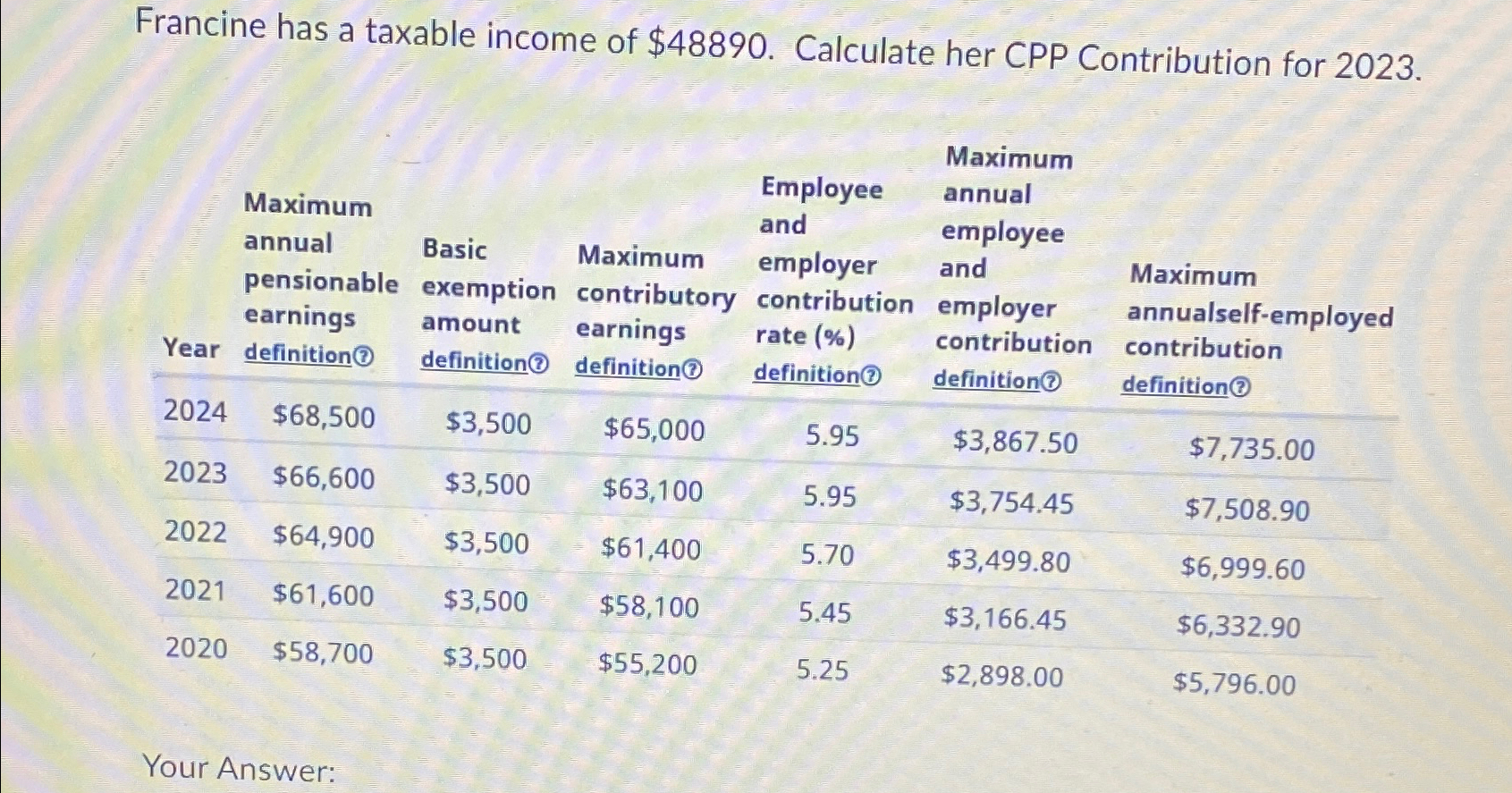 Solved Francine has a taxable income of $48890. ﻿Calculate | Chegg.com