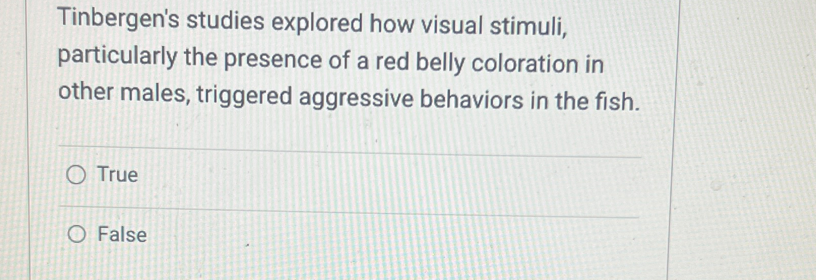 Solved Tinbergen's studies explored how visual stimuli, | Chegg.com