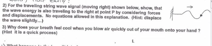 Solved 2) For the traveling string wave signal (moving | Chegg.com