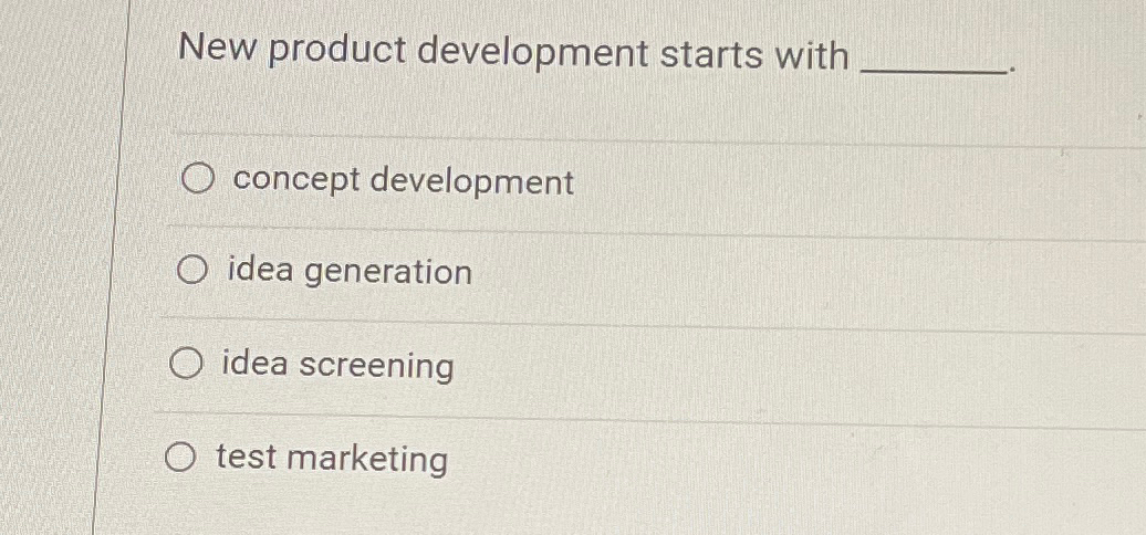 Solved New product development starts withconcept | Chegg.com