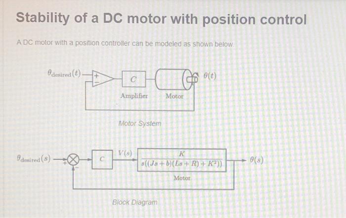 Solved Stability of a DC motor with position control A DC | Chegg.com