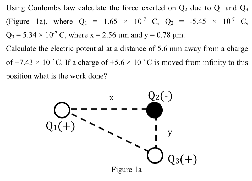 Solved Using Coulombs law calculate the force exerted on Q2 | Chegg.com