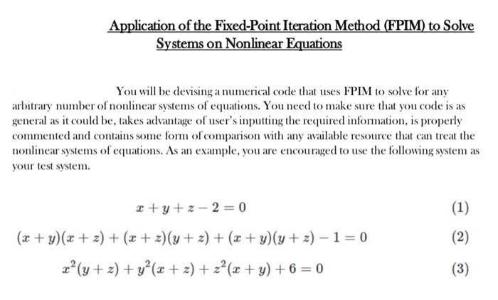 Application of the Fixed-Point Iteration Method | Chegg.com