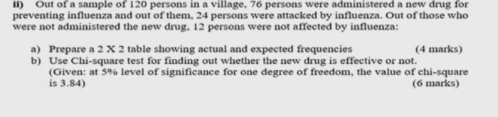 Solved in) Out of a sample of 120 persons in a village, 76 | Chegg.com
