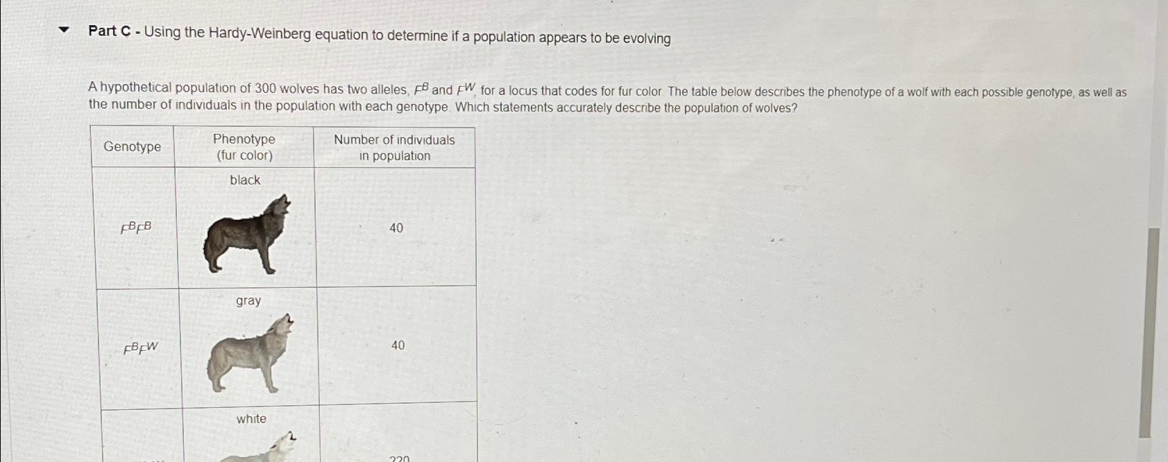 Solved Part C - ﻿Using the Hardy-Weinberg equation to | Chegg.com