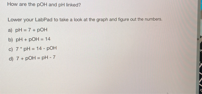 How are the pOH and pH linked? Lower your LabPad to | Chegg.com