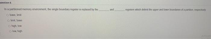 Solved in a partitoned mxinory ervironiment, the single | Chegg.com