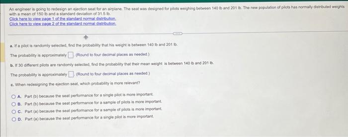 Solved with a mean of 150 ib and a standard deviation of | Chegg.com