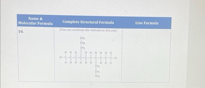 Solved Name & Molecular Formula 6. 7. 8. Complete Structural | Chegg.com