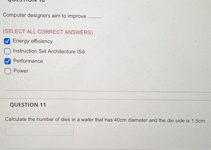 Solved Computer designers aim to improve (SELECT ALL CORRECT | Chegg.com