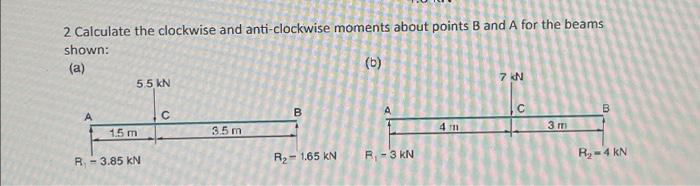 Solved 2 Calculate the clockwise and anti-clockwise moments | Chegg.com