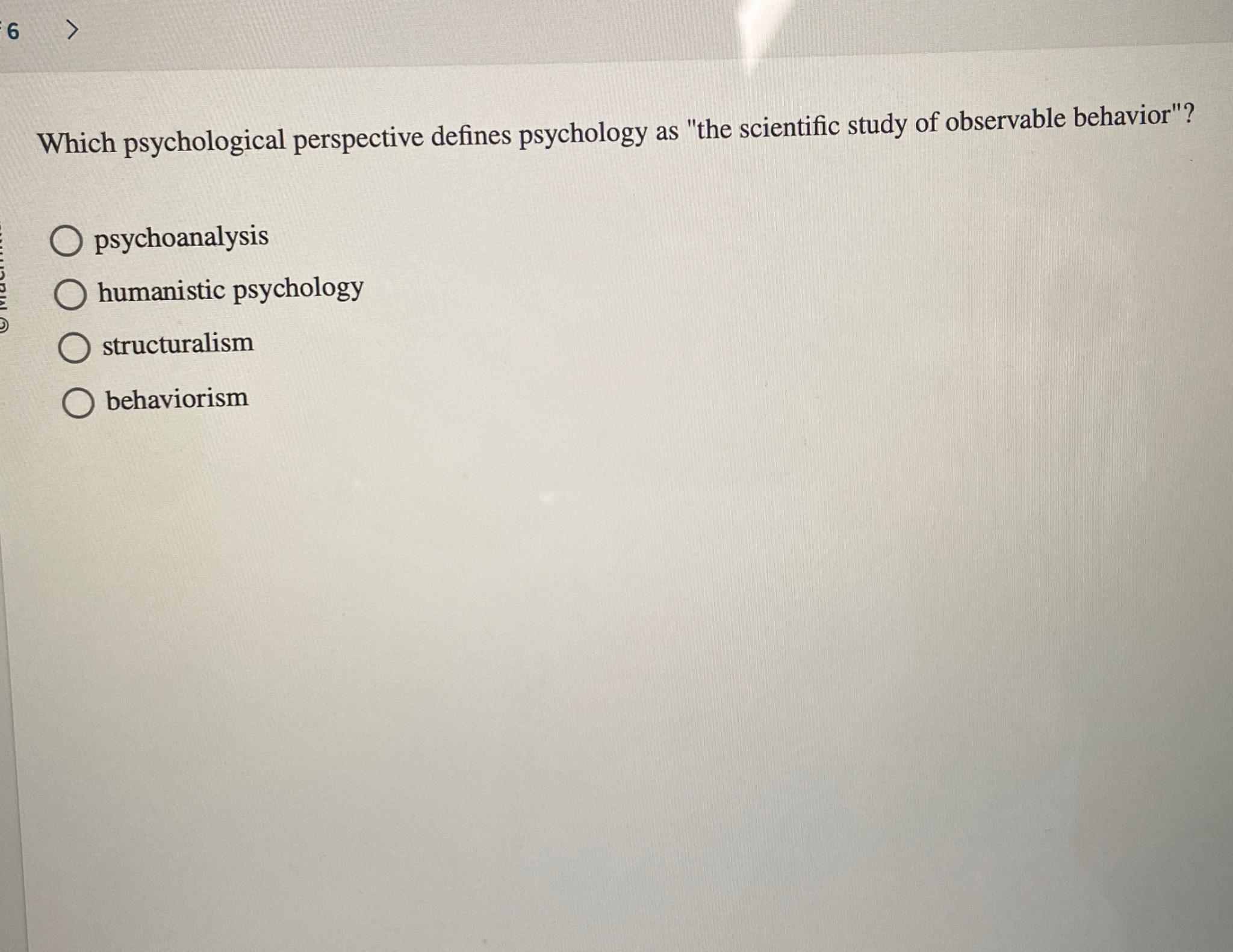 Solved 6Which psychological perspective defines psychology | Chegg.com