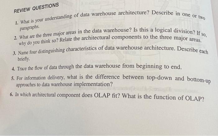 Solved 7. Define the technical architecture of the data | Chegg.com