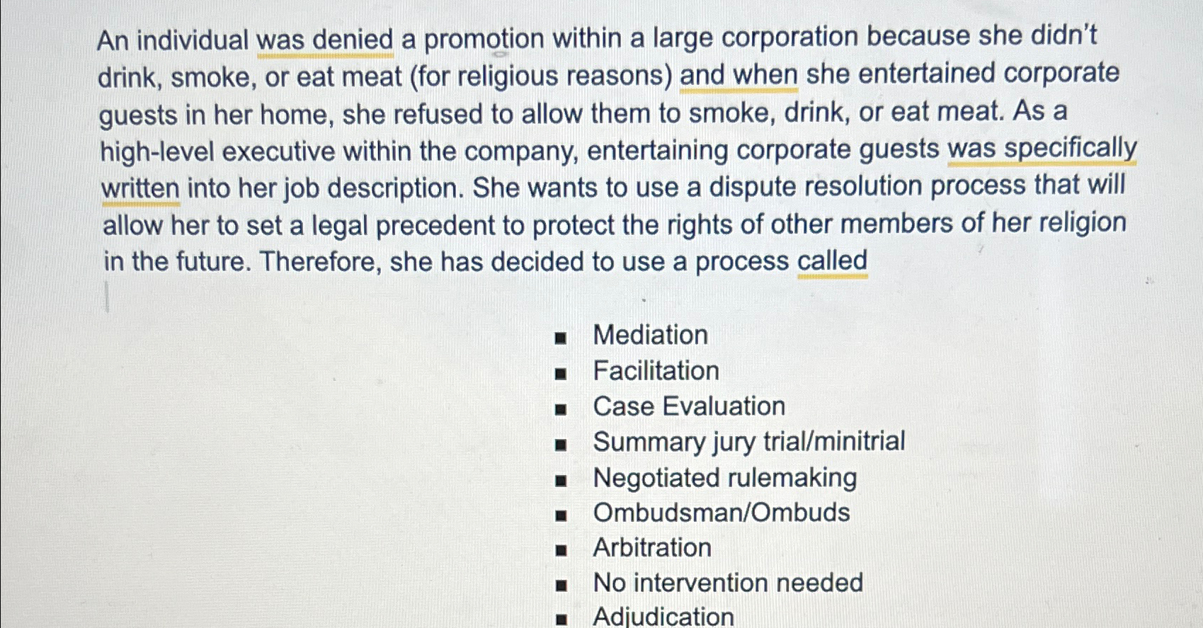 Solved An individual was denied a promotion within a large | Chegg.com