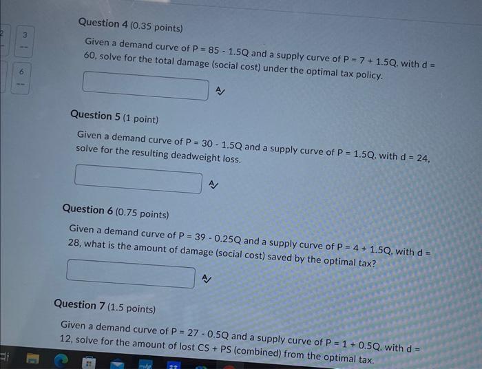Solved Given a demand curve of P=85−1.5Q and a supply curve | Chegg.com