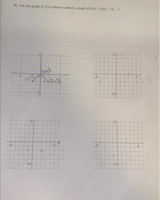 Solved 26. Use the graph of f(x) below to sketch a graph of | Chegg.com