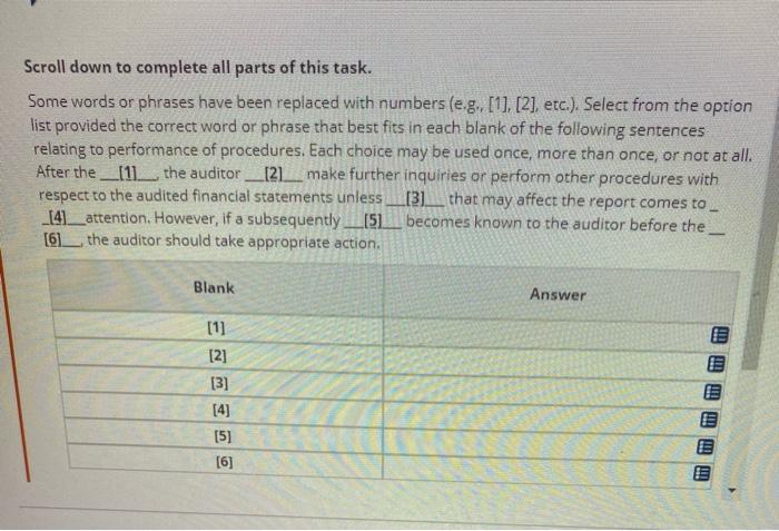 Solved Scroll down to complete all parts of this task. Some | Chegg.com