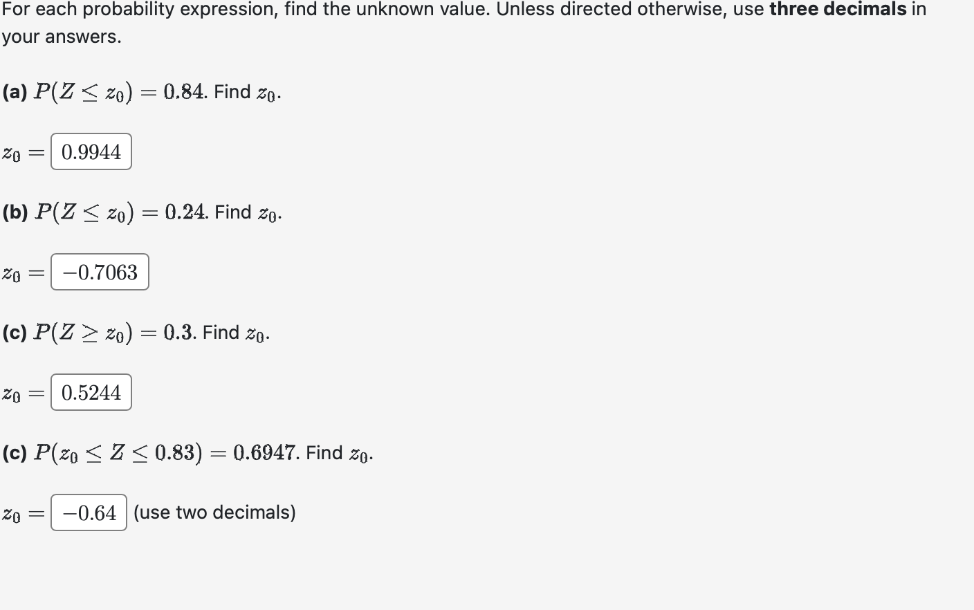 Solved For each probability expression, find the unknown | Chegg.com