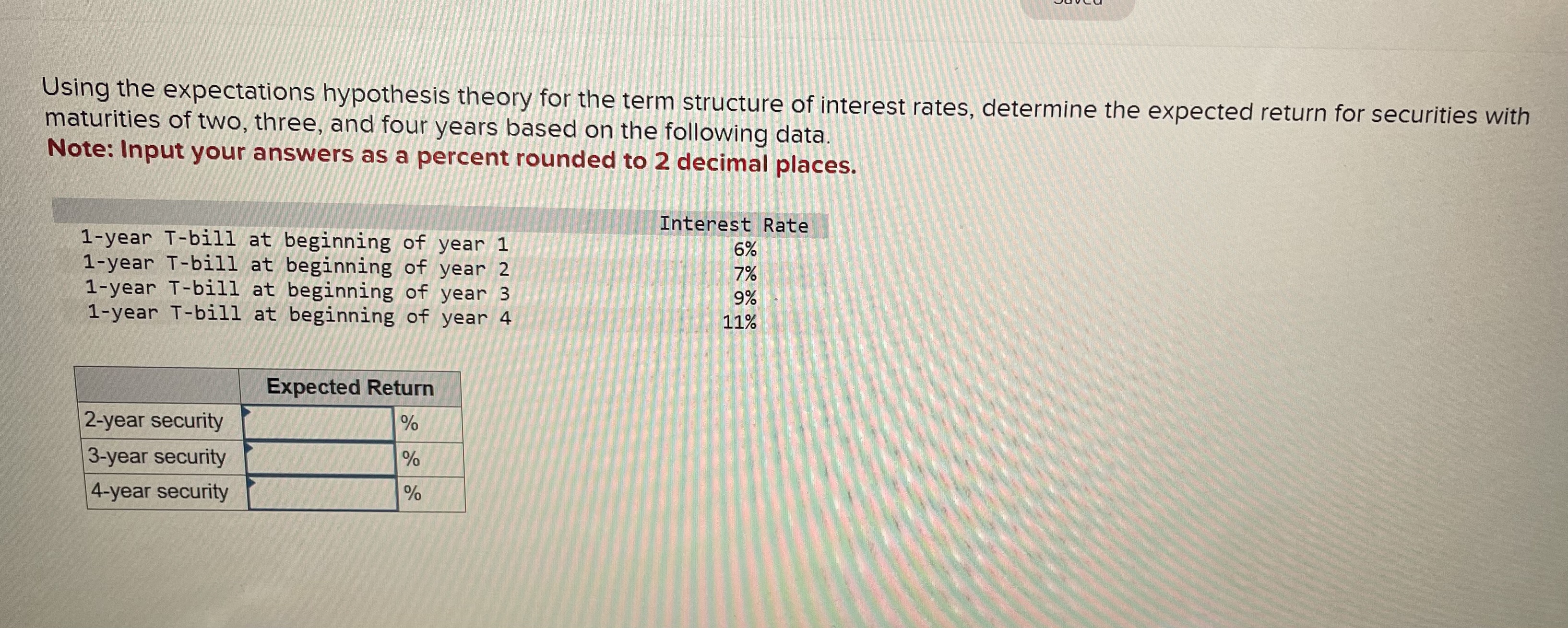 Solved Using the expectations hypothesis theory for the term | Chegg.com