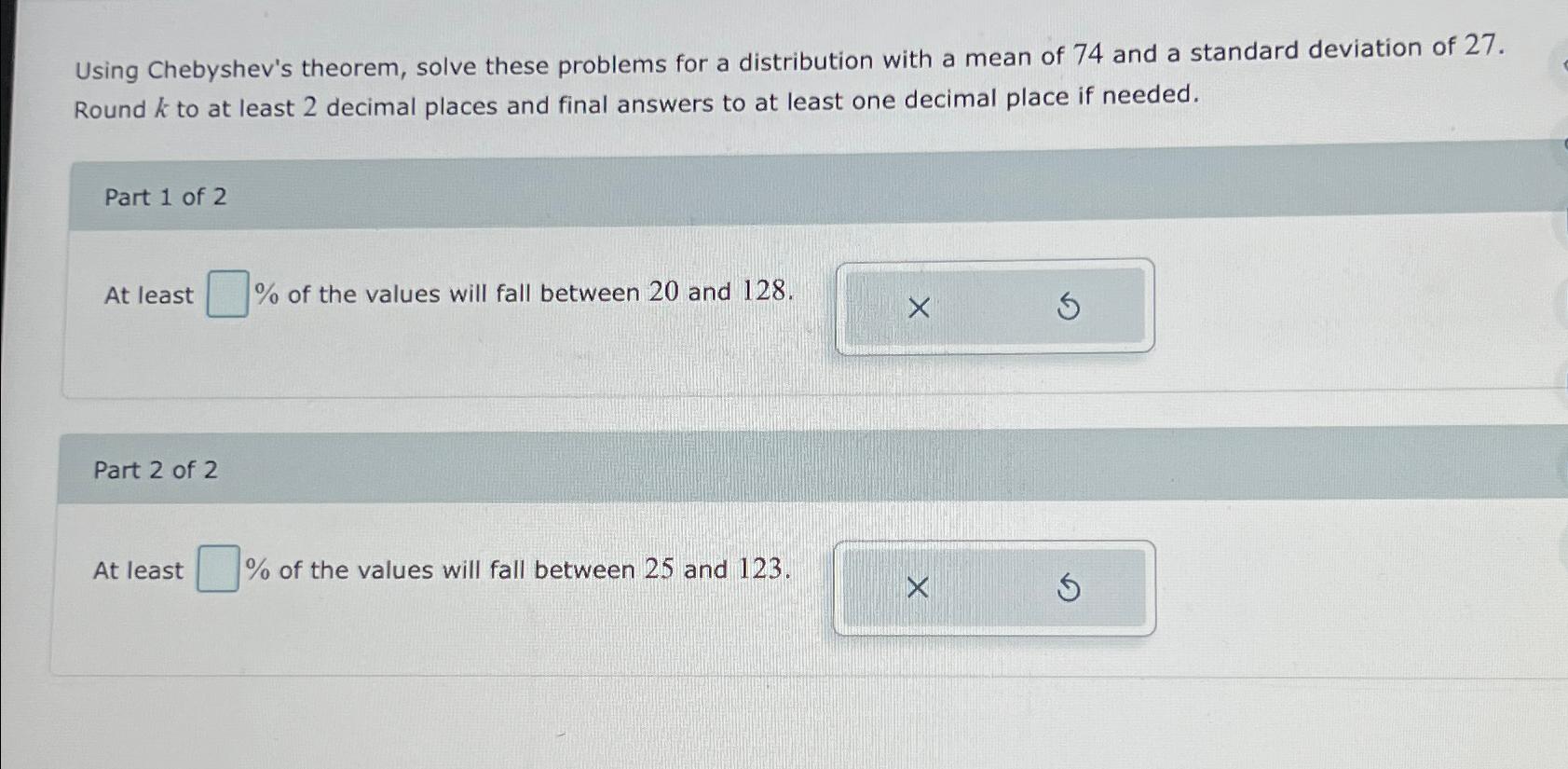 Solved Using Chebyshev's theorem, solve these problems for a | Chegg.com