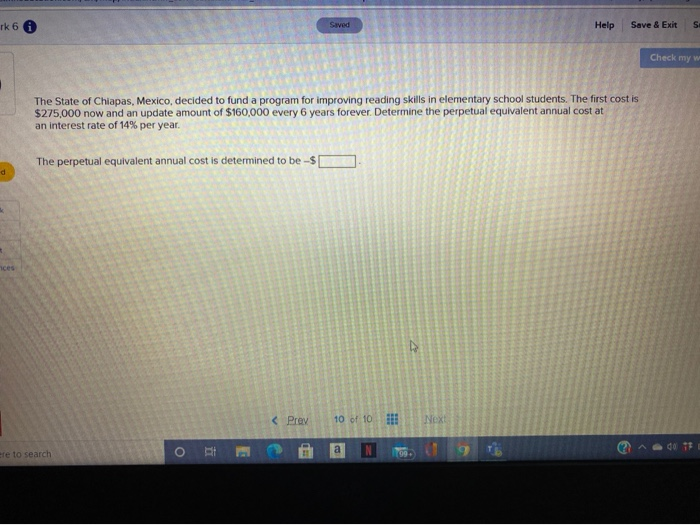 Solved rk 6 Saved Help Save & Exit S Check my w The State of | Chegg.com