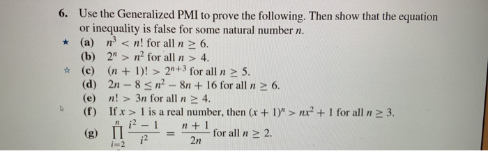 Solved 6. Use the Generalized PMI to prove the following. | Chegg.com