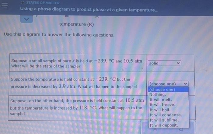 Solved Using a phase diagram to predict phase at a given | Chegg.com