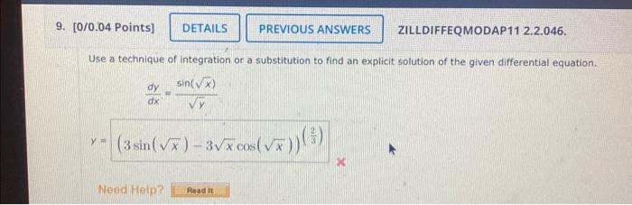 Solved Use a technique of integration or a substitution to | Chegg.com