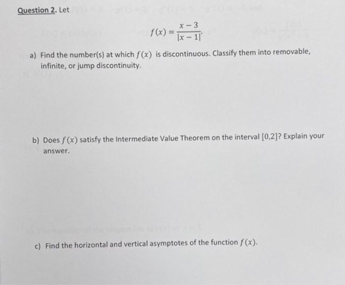 Solved f(x)=∣x−1∣x−3 a) Find the number(s) at which f(x) is | Chegg.com