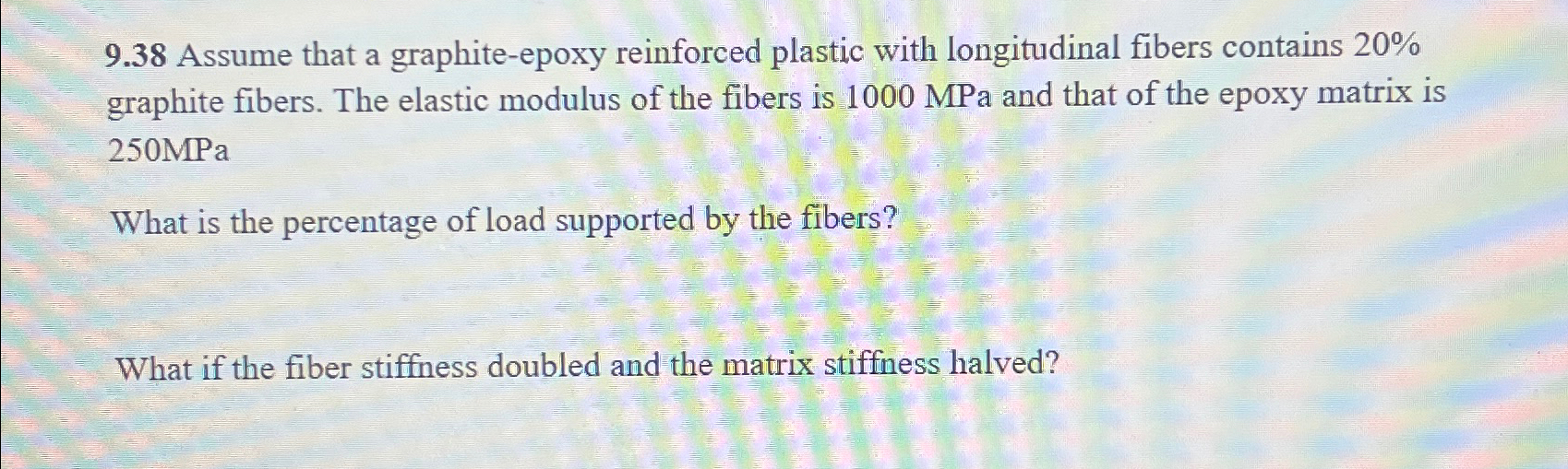 Solved 9.38 ﻿Assume that a graphite-epoxy reinforced plastic | Chegg.com