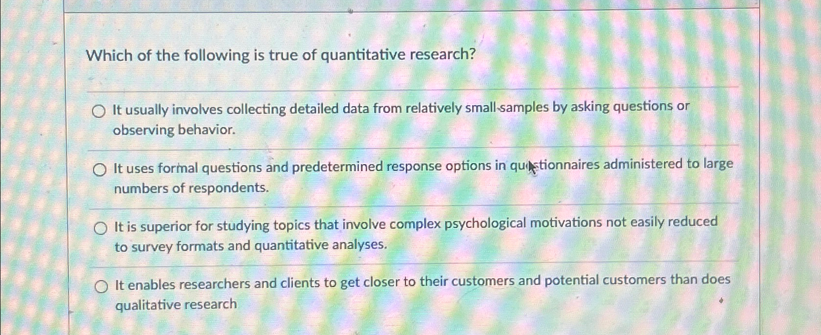 Solved Which of the following is true of quantitative | Chegg.com