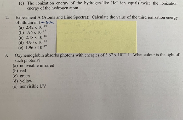 Solved (e) The ionization energy of the hydrogen-like He ion | Chegg.com