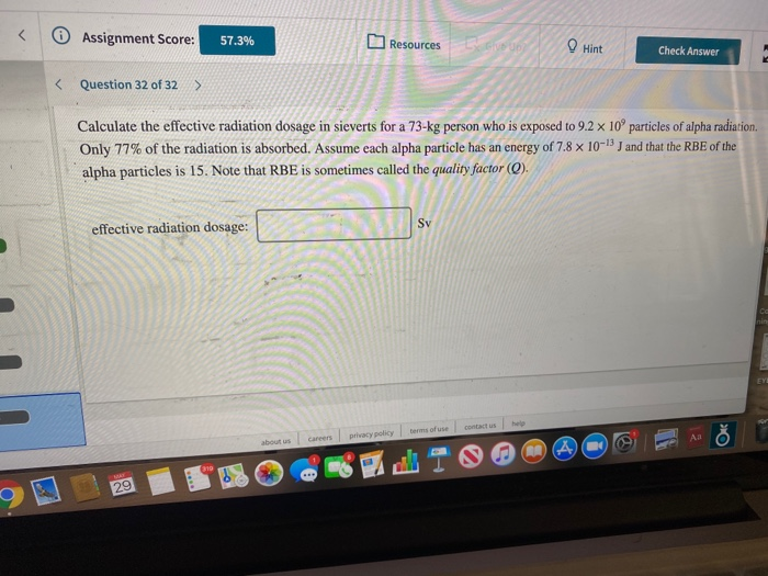 Solved Assignment Score: 57.3% Resources Hint Check Answer