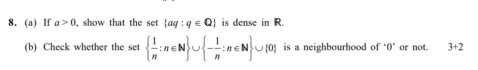 Solved (a) ﻿If a>0, ﻿show that the set {aq:qinQ} ﻿is dense | Chegg.com