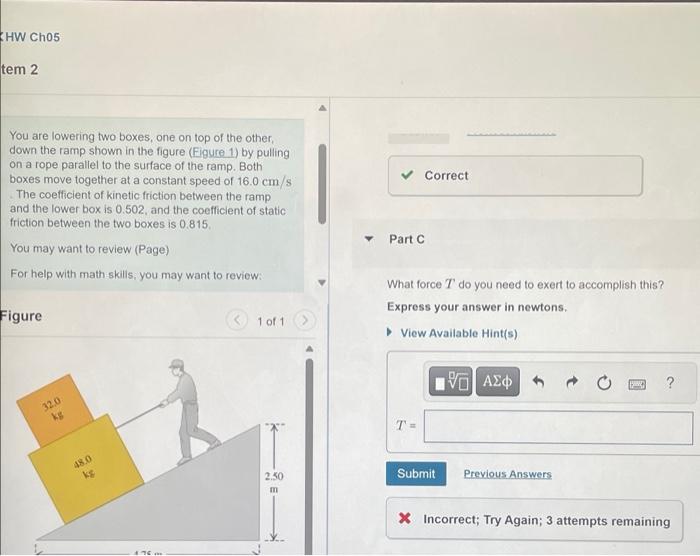 Solved HW Ch05 tem 2 You are lowering two boxes, one on top | Chegg.com