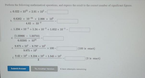 Solved Perform the following mathematical operations, and | Chegg.com