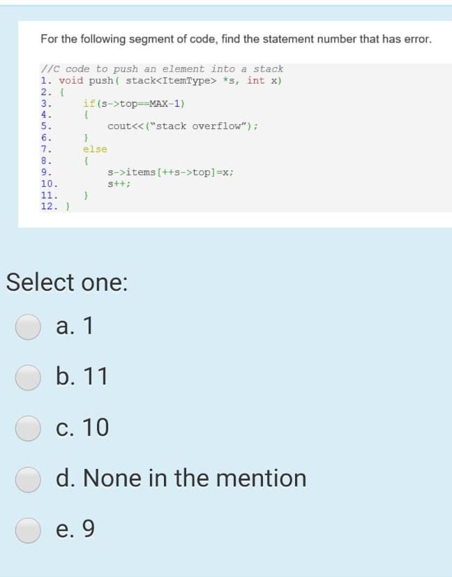 Solved For the following segment of code, find the statement | Chegg.com