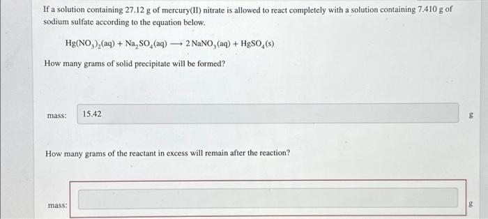 Solved If a solution containing 27.12 g of mercury(II) | Chegg.com