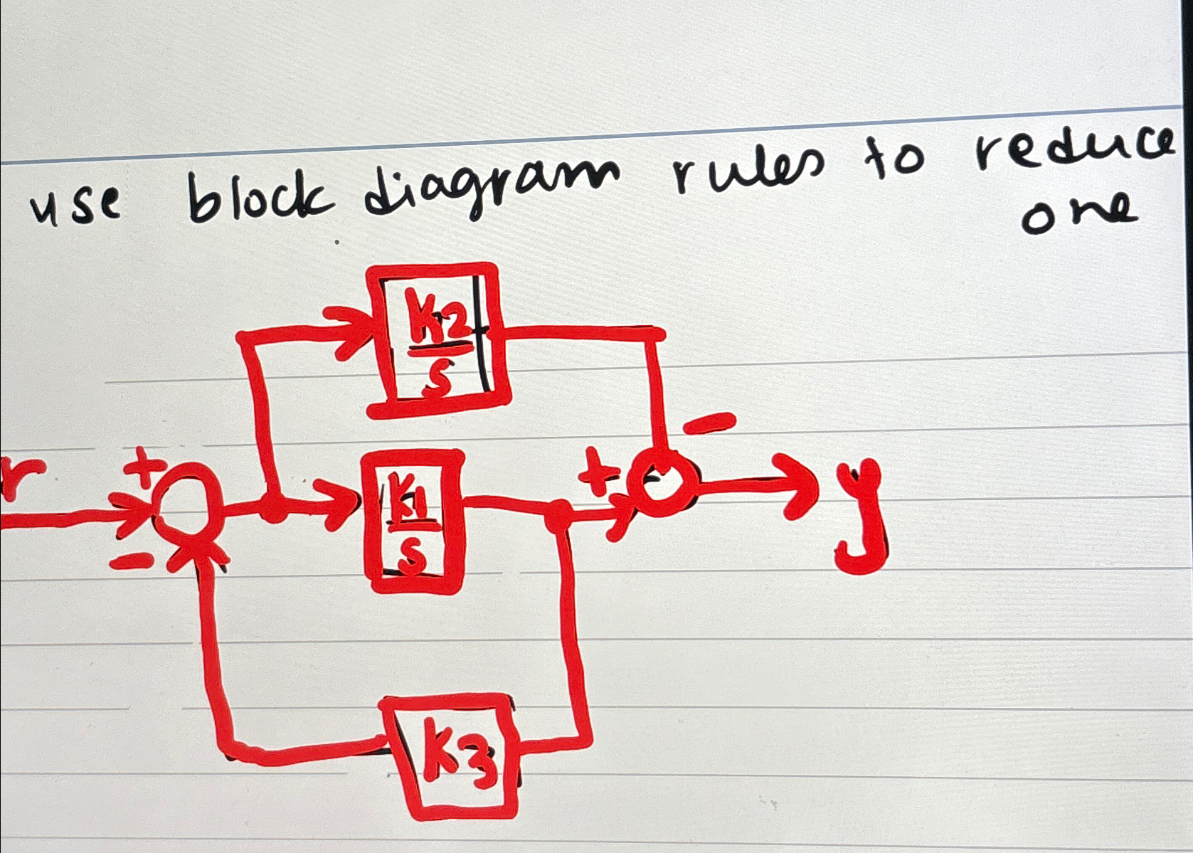 Solved use block diagram rules to reduce one | Chegg.com