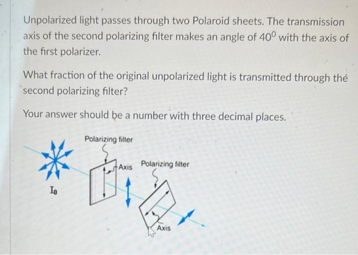 Solved Unpolarized light passes through two Polaroid sheets. | Chegg.com