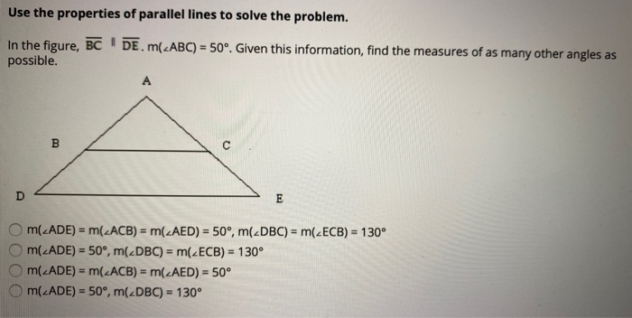 Solved Use the properties of parallel lines to solve the | Chegg.com