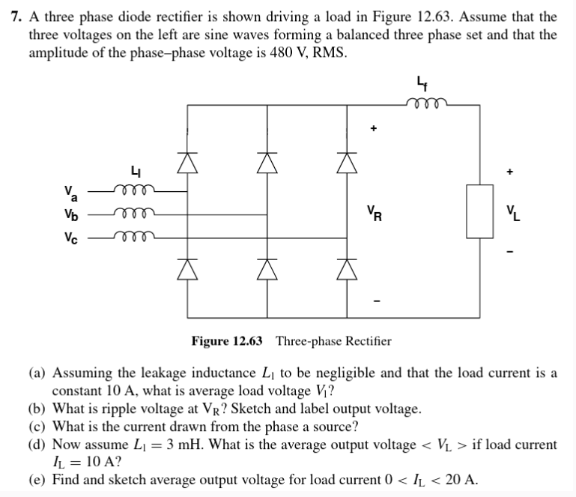 A three phase diode rectifier is shown driving a load | Chegg.com