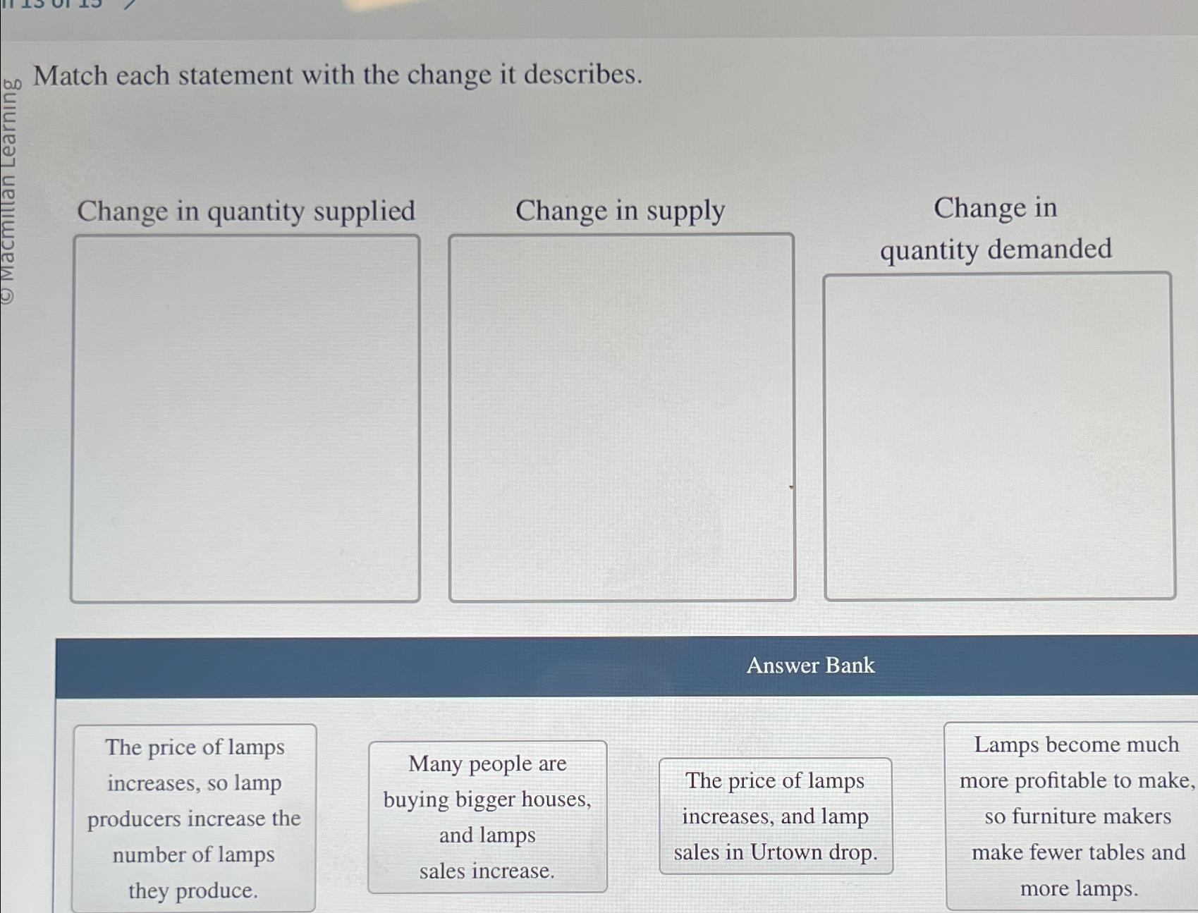 Solved Match each statement with the change it | Chegg.com