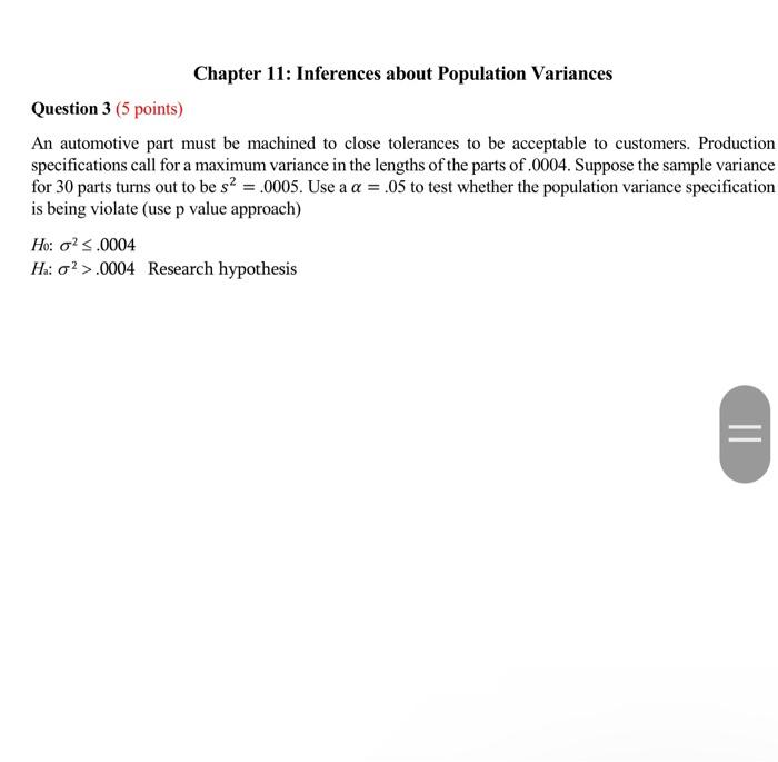 Solved Chapter 11: Inferences about Population Variances | Chegg.com