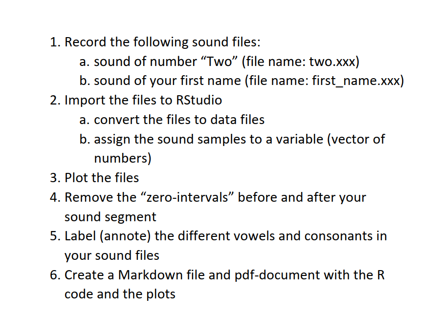 Solved Record the following sound files:a. ﻿sound of number | Chegg.com