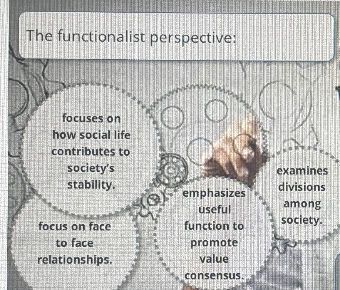 The functionalist perspective:focuses on how social | Chegg.com